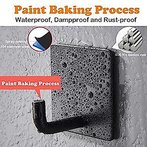 4 Pack Self Adhesive Hooks, Veriya Stainless Steel Adhesive Hook Heavy Duty Sticky Hanger Waterproof Rustproof Hanging Holder Stick on Wall, Door, Bathroom, Kitchen, Office (Black)