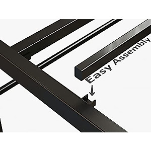 IRONCK Queen Bed Frame with Bookcase Headboard and Charging Station, Metal Platform Bed, Sturdy and No Noise, No Box Spring Needed, Vintage Brown