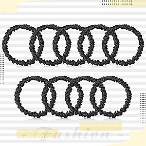 9 Pieces Silk Hair Ties Silk Hair Scrunchies Skinny Silk Scrunchies Pure Silk Ponytail Holder Silk Hair Accessories for Women Girls 9 Colors (Black,Classic Style)