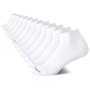 New Balance Women's Athletic Socks - Cushion Quarter Cut Ankle Socks (12 Pack), Size 410, Solid White