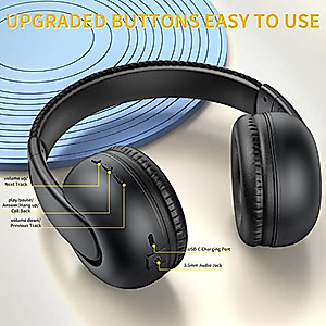 Wireless Bluetooth Headphones, Over Ear Rechargeable Headset with Adjustable, HI-FI Stereo, Breathable Soft Memory Foam Ear Cups, Wired Bluetooth Headphone with Mic Perfect for Travel Home Office