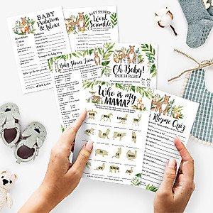 50 Woodland Baby Prediction And Advice Cards, Trivia Games, etc, 25 Baby Animal Matching, Nursery Rhyme Game - 6 Double Sided Cards Baby Shower Games Funny, Baby Shower Ideas Baby Sprinkle Games