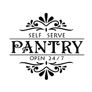 SUPERDANT Pantry Theme Wall Stickers Vintage Flower Texture Wall Decals Lettering Vinyl Wall Decor PVC Wall Art Pantry Room Wall Door Decoration Wall Sticker Vinyl Transfer