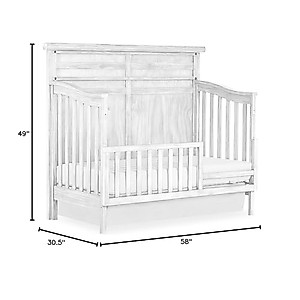 Evolur Andorra 5-in-1 Convertible Crib in Weathered White, Greenguard Gold and JPMA Certified, Made of Hardwood, Easy to Assemble, Wooden Nursery Furniture