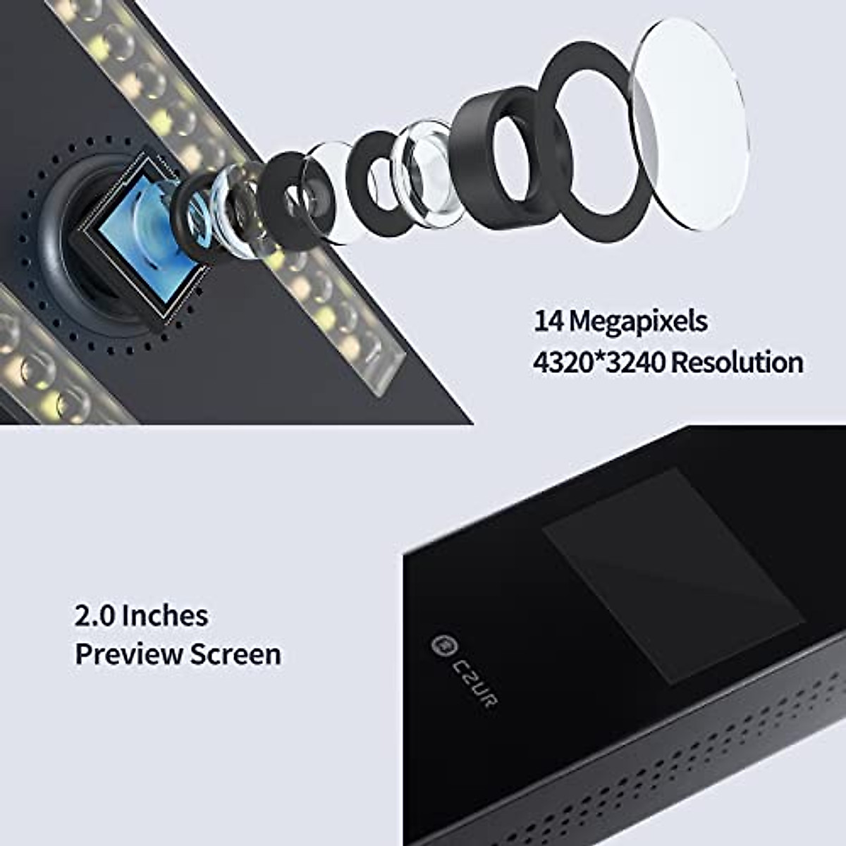 CZUR Aura-X Pro Document Scanner, Portable Book Scanner, Mobile Document Camera with Built-in Battery, A3 Large Format Paper Scanner, Compatible with Windows & macOS