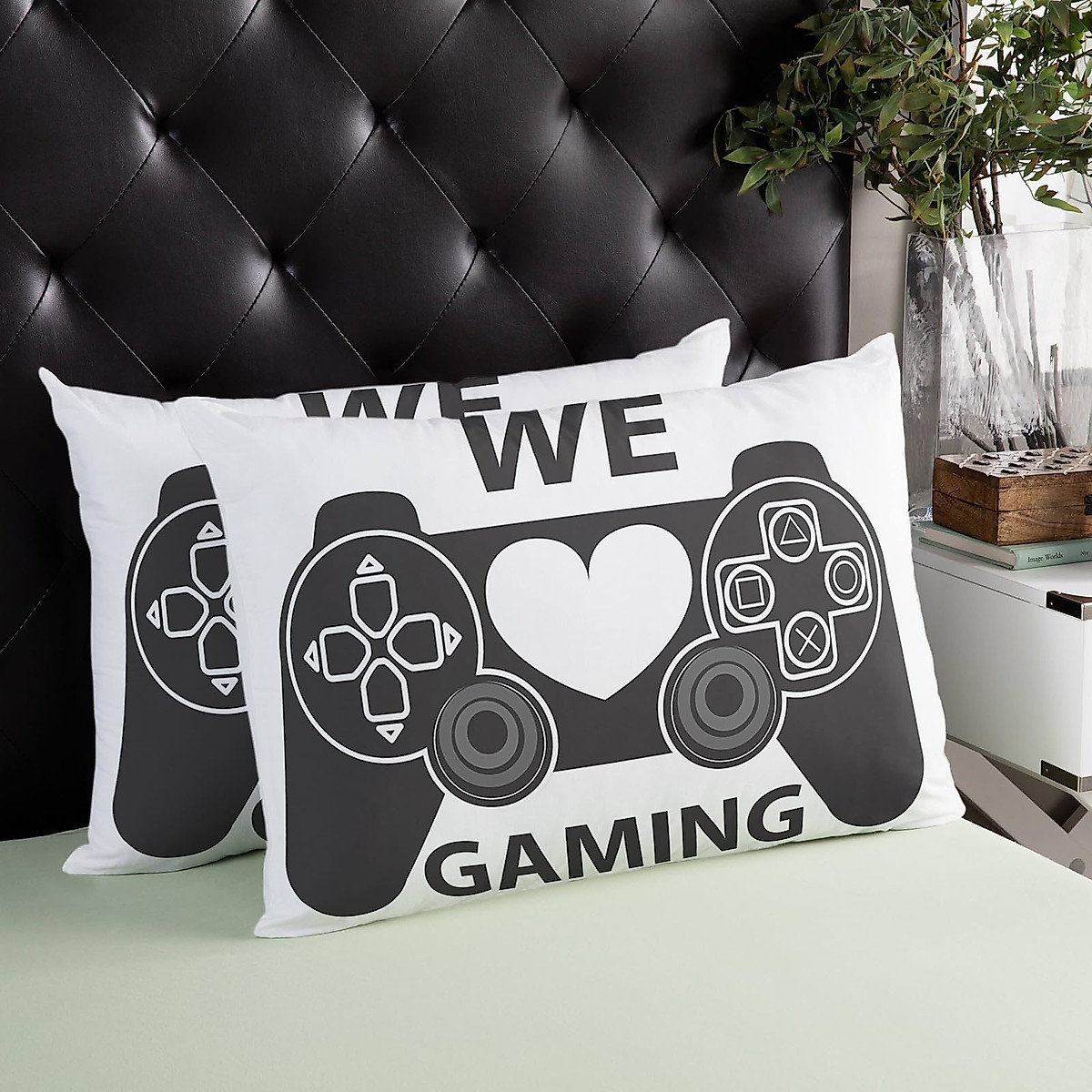 Pillow Covers 20x36 Inch - King WE Gaming Gray Gamepad Continuous Joystick Soft Brushed Microfiber Pillowcases with Hidden Zipper Closure Bed Pillow Shams for Bedroom Sofa Car