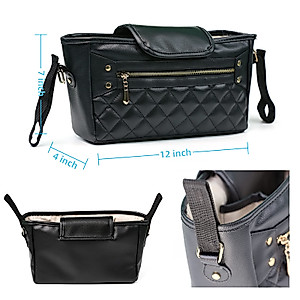 Valleycomfy Universal Stroller Organizer-Parent Console with Insulated Cup Holders-Stroller Caddy with Adjustable Straps Fit For Most Stroller, Zebra