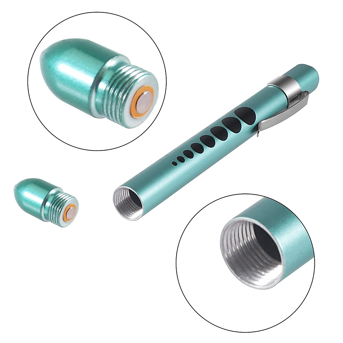 ALMOCN 3 Pack Pen Light,Nurse Medical Reusable LED Penlight White Light with Pupil Gauge and Ruler,Black + Gold + Blue