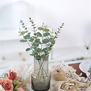 110 Pcs 7 Kinds Mixed Artificial Eucalyptus Stems and Faux Flowers,Fake Silver Dollar Eucalyptus Leaves Stems Bulk Real Touch Leaf Branches for DIY Bouquets Floral Arrangement Wedding Home Decor
