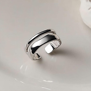 XIANGTAO 925 Sterling Silver Rings Adjustable - Women's Ring Adjustable Cool Wave Ring Open Ring Personalized Ring