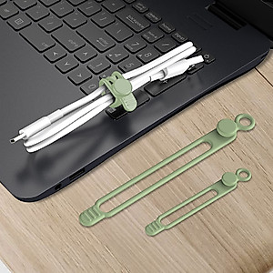 Nearockle Silicone Cable Ties Cord Organizer for Cable Management, 16PCS 4.2" and 7.1" Reusable Cable Organizer Electronic Accessories for Home, Office, Kitchen, School, Travel (Green)