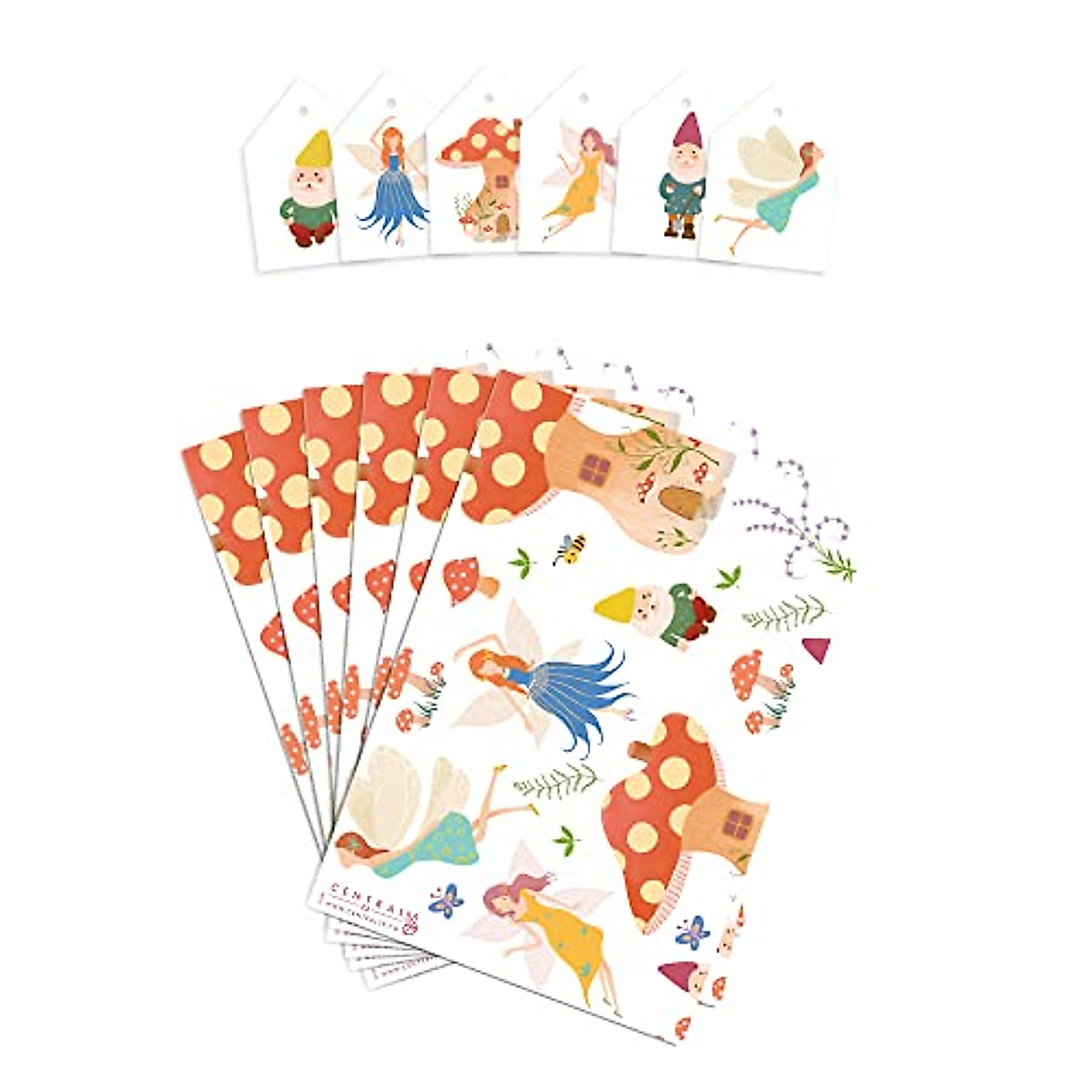 CENTRAL 23 Mushroom Wrapping Paper - 6 Eco Gift Wrap Sheet - All Occasion Wrapping Paper - Fairy - Flowers - Dwarf - Comes With Fun Stickers - Recyclable