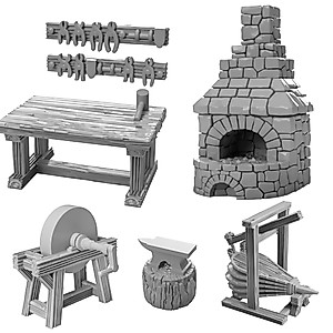 3DEGOS Smithy Tools Blacksmith Furniture Set DND Terrain 28mm for Dungeons and Dragons, D&D, Pathfinder, Warhammer 40k, RPG, Miniatures, Age of Sigmar, Tabletop, D and D, Dungeons and Dragons Gifts