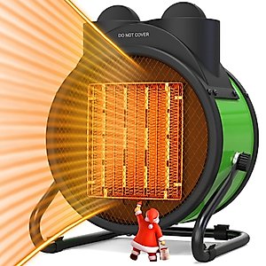 Buyplus Outdoor Heater, 1500W Portable Garage Heater with 90°Adjustable Angle, Overheat Protection & 2S Fast Heating, Electric Space Heater for Patio, Garage, Greenhouse, Indoor Outdoor Use Green