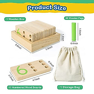 DINORUN Counting Peg Board Math Manipulatives Materials Montessori Toys for 2 Year Old - Home Schooling Materials Pre-K Montessori Toys for 3+ Year Old Montessori Math and Numbers for Kids