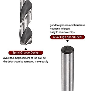 HARFINGTON 6542 High-Speed Steel Twist Drill Bit, 7mm Drill Bit 200mm Length Extended Straight Shank Black Oxide Ground Drill Bit for Steel Aluminum Alloy