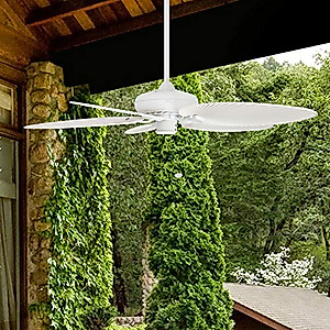 Honeywell Ceiling Fans Palm Island Tropical 52 Inch Ceiling Fan, Outdoor Ceiling Fan with Pull Chain, Tri-Mount 5 Palm Leaf Blade Design, ETL Wet Rated, White (50200-01)