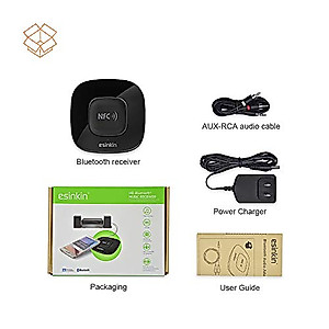 Esinkin Bluetooth Receiver Wireless Audio Adapter 4.0（NFC-Enabled） for HD Music Stereo Sound System