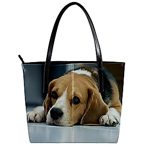Women's Large Size Canvas Shoulder Bag Hobo Crossbody Handbag Casual Tote, Beagle Dog Animal