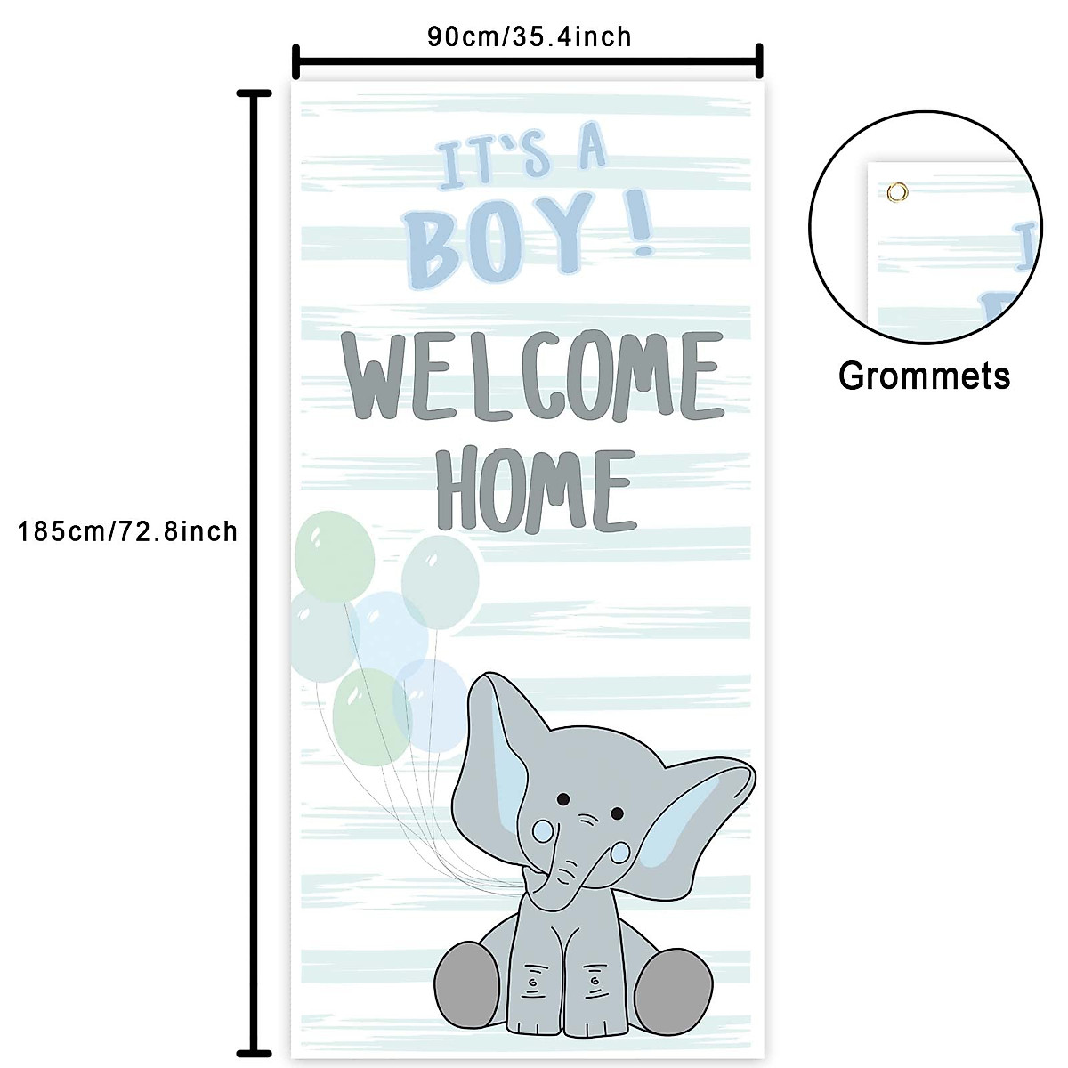 It’s A Boy Welcome Home Cute Cartoon Elephant Banner Background Photo Booth Props Animal Theme Decor for Boy Prince Wild One Safari Baby Shower 1st Birthday Party Favors Supplies Decorations Backdrop