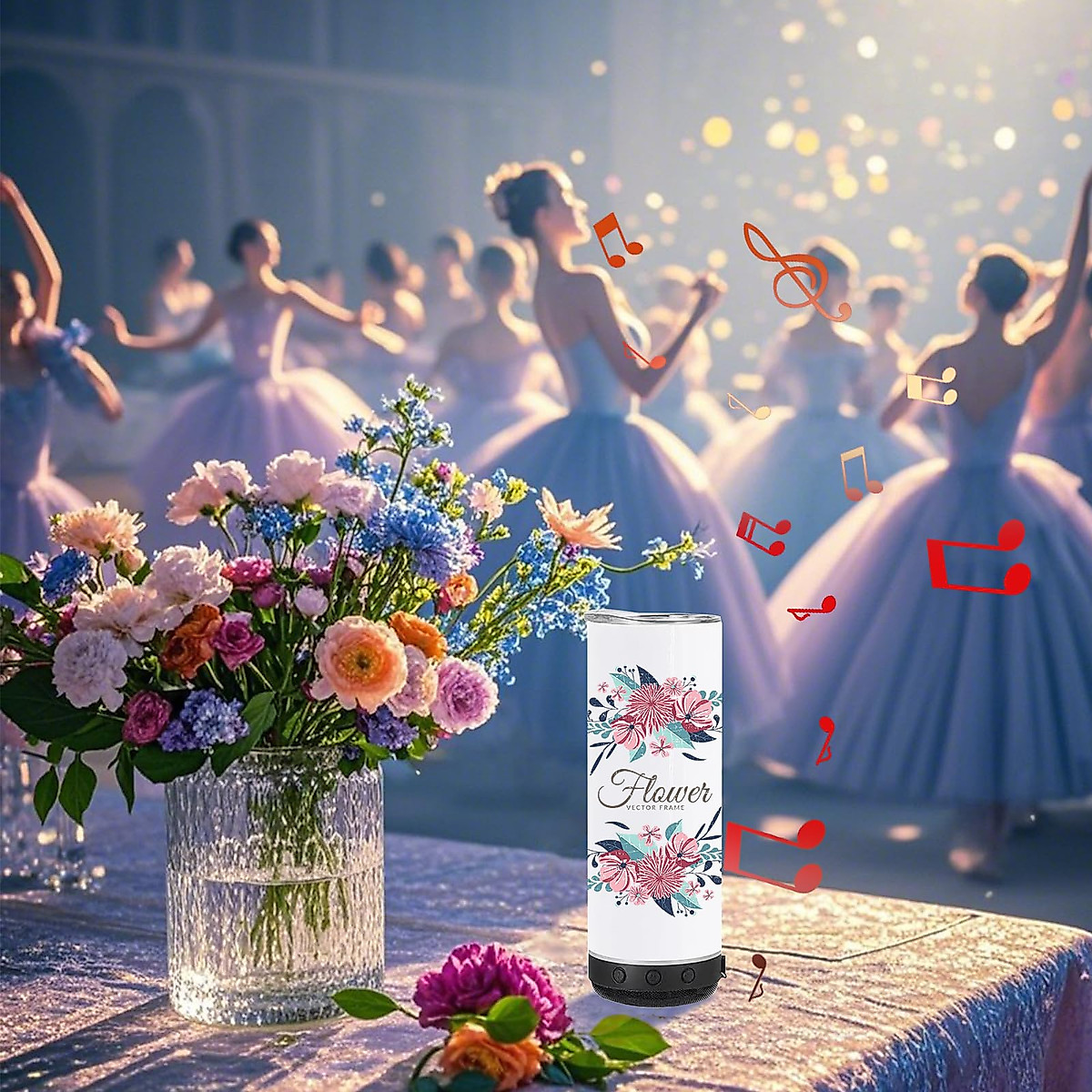 HIZEE 6pack 20oz cups Bluetooth Sublimation Tumbler with Straw and Lid, Double-Wall Stainless Steel Vacuum Insulation Sublimation Tumbler Blank, RemovableRechargeable Bluetooth Wireless Speaker black