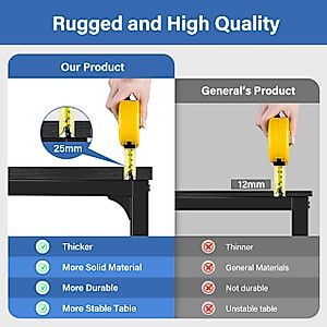 HealSmart Home Office Computer Desk, Modern Style Design with Headphone Hooks for Working, Writing and Gaming, Thickened 47 Inch, Black
