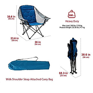 SUNNYFEEL XL Padded Oversized Camping Chair, Heavy Duty Folding Camp Chairs w/Cup Holder and Carry Bag, Portable Lawn Chairs, Foldable Outdoor Sofa for Adults, Sports, Tailgating, Beach,RVing