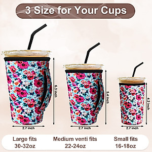 30 Pcs Reusable Iced Coffee Sleeve for Cold Beverages Cups Reusable Neoprene Insulator cup Sleeve with Handle Neoprene Holder Suitable for Hot And Cold Coffee or Ice Drink Fits 16-32oz Cups