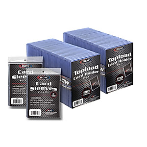 BCW 200 Card Sleeves + 200 Top Loaders for Cards Baseball Card Protectors Penny Sleeves + Toploaders (200)