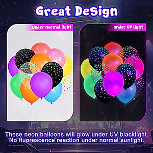 3 otters 42PCS Glow Balloons Assorted, 12" UV Neon Balloons with Dots Neon Glow in the Dark Balloons Party Fluorescent Balloons for Birthday Wedding Glow Party Supplies