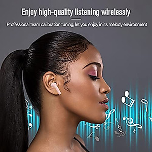 GOALSEN J-Series J03 Exquisite Bluetooth Headphones –Dual Bluetooth Wireless Earbuds Pressure-Touch Control, Bass Boost Stereo Sound, Built-in Mic and Sweat Resistant for Gym Running Workout-Pink