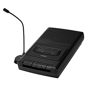 Coby Portable Cassette Player & Tape Cassette Recorder with Built-in Microphone & One-Touch Recording with Automatic Stop, External Boom Mic (CVR42BK)