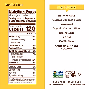 Simple Mills Almond Flour Mix, Vanilla Cupcake & Cake, 11.5 oz (PACKAGING MAY VARY)