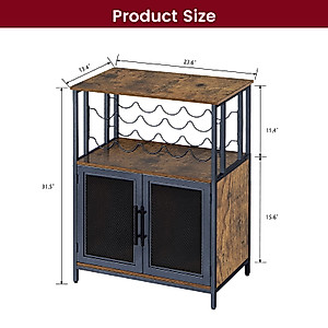 Bennio Brenny Wine Bar Rack Cabinet with Detachable Wine Rack, Liquor Cabinet, Bar Cabinet with Glass Holder, Metal Sideboard Buffet Storage Cabinet with Mesh Door