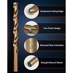 COMOWARE Cobalt Drill Bit Set- 115Pcs M35 High Speed Steel Twist Jobber Length for Hardened Metal, Stainless Steel, Cast Iron and Wood Plastic with Metal Indexed Storage Case, 1/16" - 1/2"