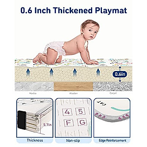 Baby Play Mat 79" X 71",Reversible Waterproof Foldable Foam Floor Playmat for Kids Toddlers, Extra Large Anti- Slip Baby Crawling Mat