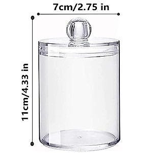 XIYUEDHHYX 3 Pack Plastic Acrylic Bathroom Vanity Canister Jars with Storage Lid, Creative Lotus Cotton Swab Apothecary Jars, Qtip Holder Makeup Organizer for Cotton Balls,Swabs,Pads,Bath Salts…