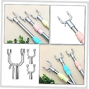 BUGUUYO 3pcs Clothes Rail Fork Drying Rack Clothing Drying Rack Clothes Curtain Hanger Garment Hook Pole Heads Reach Stick Pole Heads Clothesline Pole Head Clothes Fork Head Pole Parts