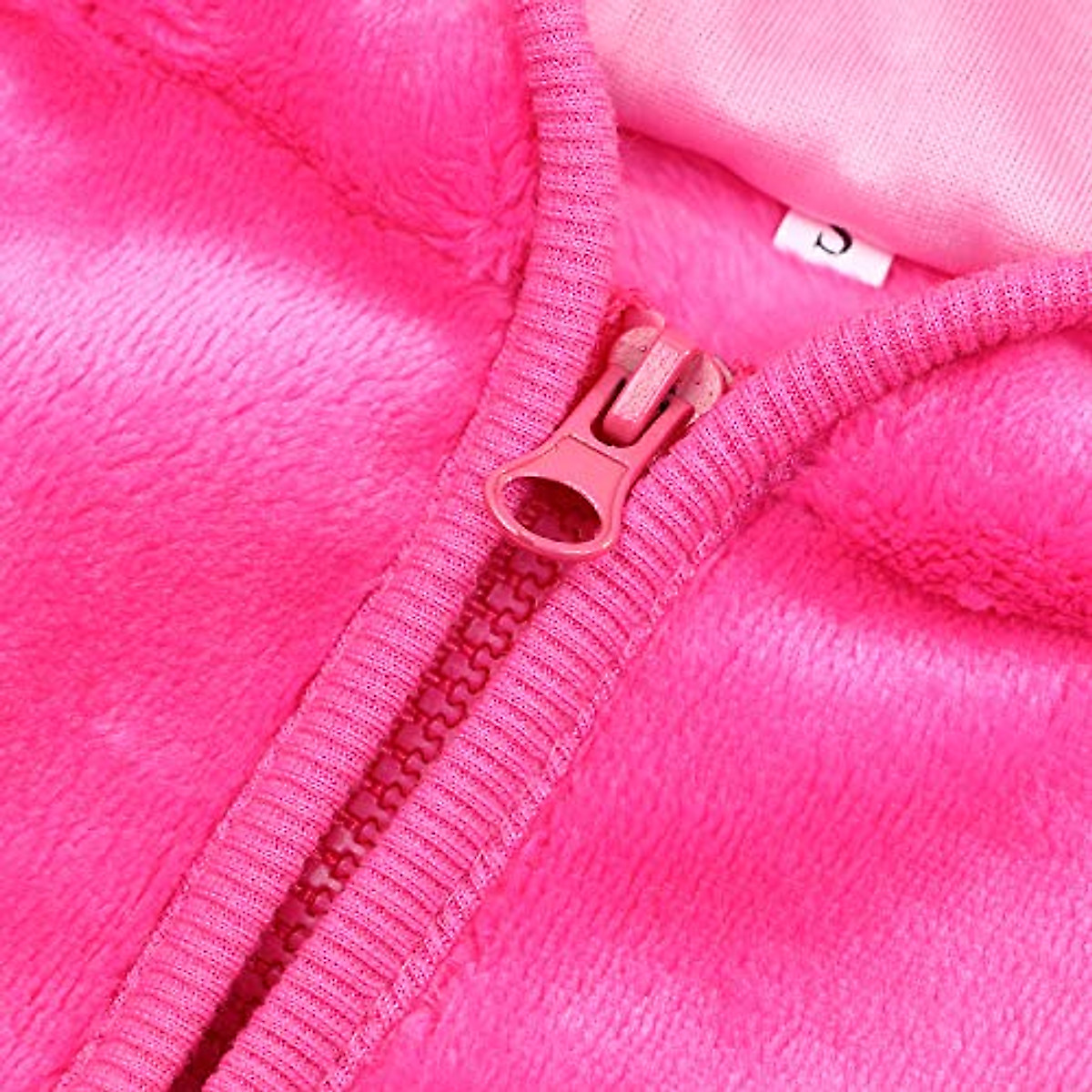 Noubeau Infant Baby Boys Girls Fleece Ears Hat with Lined Hooded Zipper Up Jacket Coat Tops Outwear Overcoat Warm Fall Winte (Pink, Tag size L, US 12-18Months)