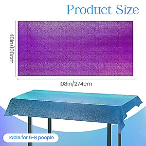 Blue & Purple Holographic Laser Tablecloth 40" x 108" Iridescence Frozen Mermaid Birthday Party Table Cloth Plastic Foil Table Cover For Under The Sea Ocean Winter Wedding Anniversary Party Supplies