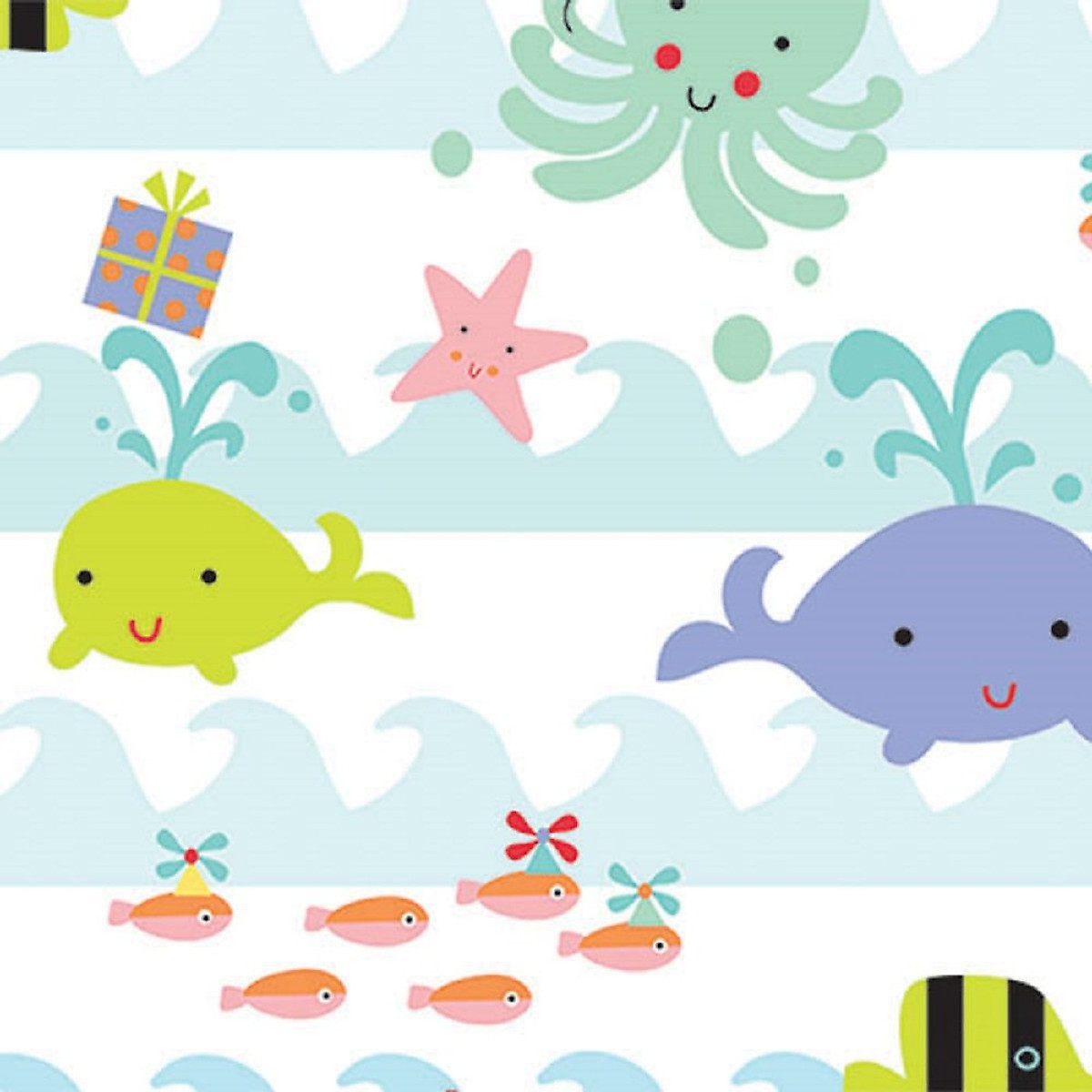 Ocean Sea Babies Birthday Baby Rolled Gift Wrap Paper - 24" x 15'