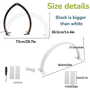 Rosvola Half Moon Light, 25W Desktop LED Light 3000K‑6500K Half Moon Shaped, Adjust Brightness Eyelash Beauty Lamp for Salon Nail Art White 100‑240V (US Plug)