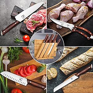 imarku Knife Set, Kitchen Knife Set for Kitchen with Block, 10 Piece Knife and Cutting Board Set with Block, Japanese Chef Knife Set Professional Knives Set for Kitchen