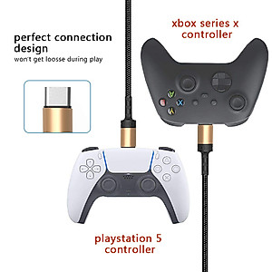 Nextpowerbox Dual Controller Charger Cable, Nylon Braided Y-Splitter USB-C Long Charging Cable, USB to Type C Fast Charging for PS5 DualSense/Xbox Series/Switch Pro Controller (6.6FT)