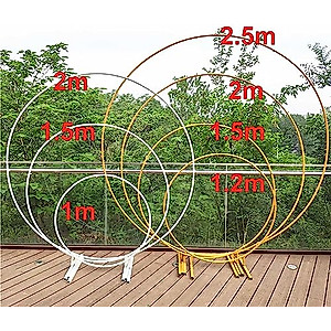 Round Wedding Arch with Bases, Metal Garden Arch, Heavy Duty Backdrop Stand Frame, Garden Decoration Rose Trellis Pergola, Great for Wedding Party Decoration,Gold,1m