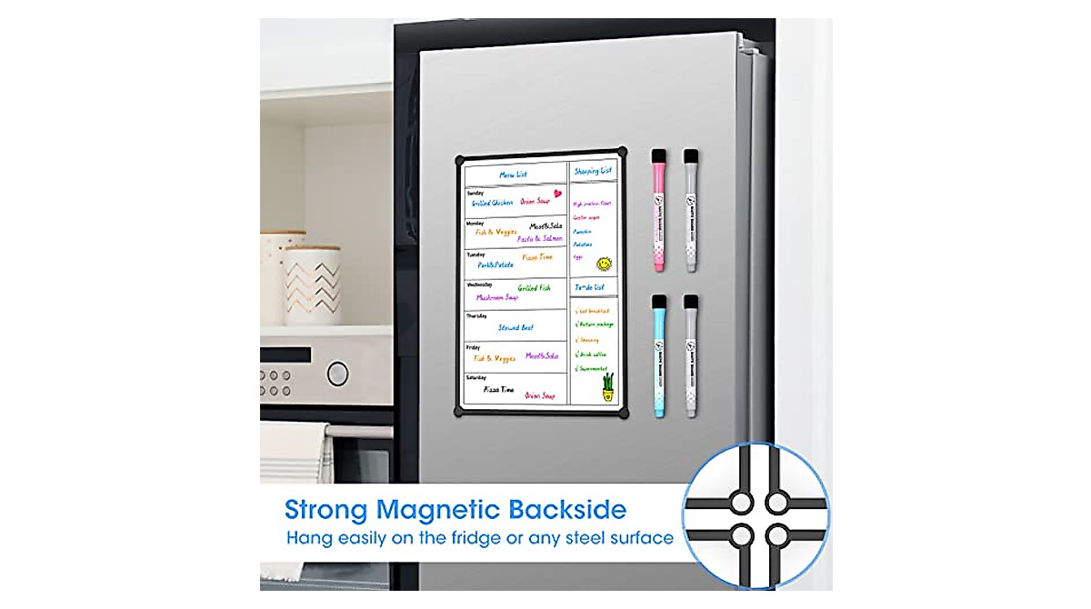 Weekly Magnetic Calendar for Fridge | Plan Meals & Groceries
