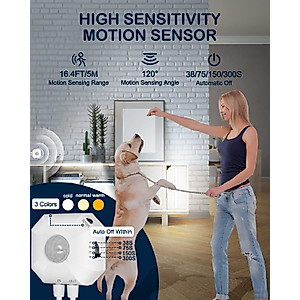 MATICOD Under Cabinet Lights, 3 Colors Motion Sensor Light Indoor Under Cabinet Lighting with Warm White Cold White Daylight, Under Counter Lights for Kitchen LED Closet Lights