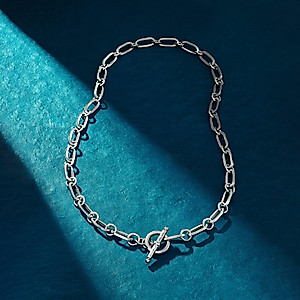 Ross-Simons Italian Sterling Silver Paper Clip Link Toggle Necklace. 16 inches