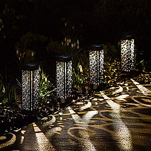 Lights4fun, Inc. Set of 4 Moroccan Solar Powered LED Outdoor Waterproof Garden Pathway Landscape Lights
