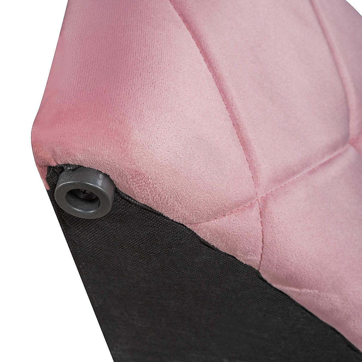 VilroCaz Queen Size Upholstered Platform Bed with Wingback Headboard, Velvet Platform Bed Mattress Foundation with 1 Big Drawer and 2 Side Storage Stool, Strong Wood Slats Support (Pink-S)